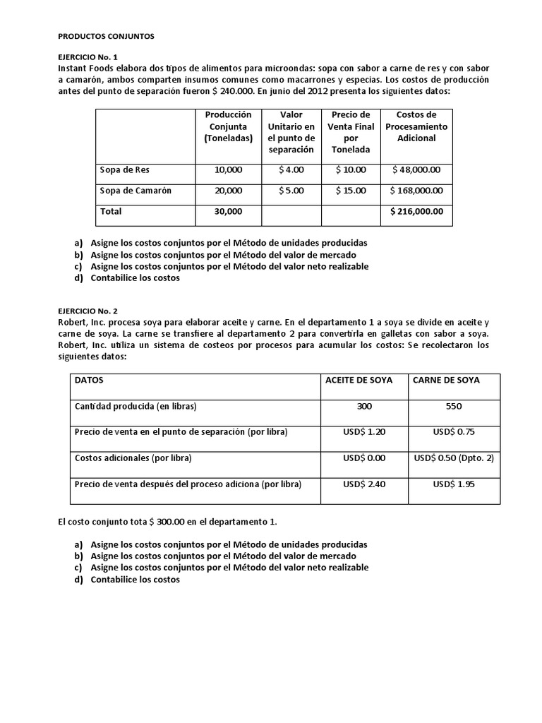 Asignación de Costos Conjuntos en Producción | PDF