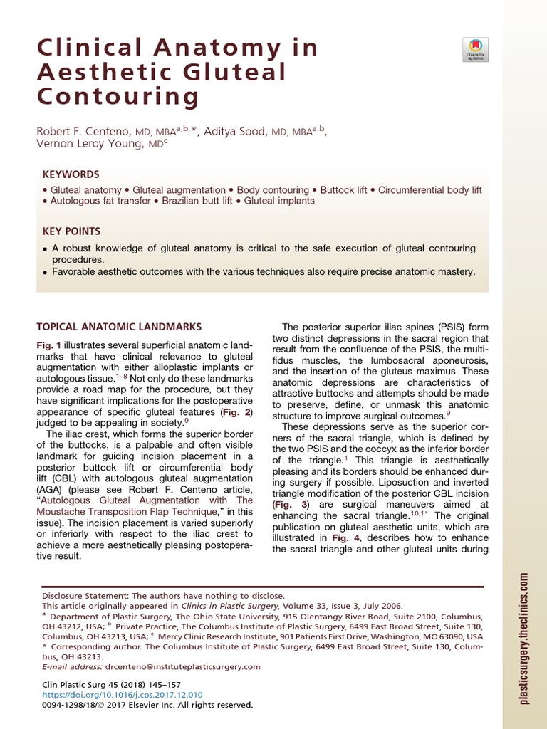 Aesthetic Gluteal Contouring Anatomy | PDF