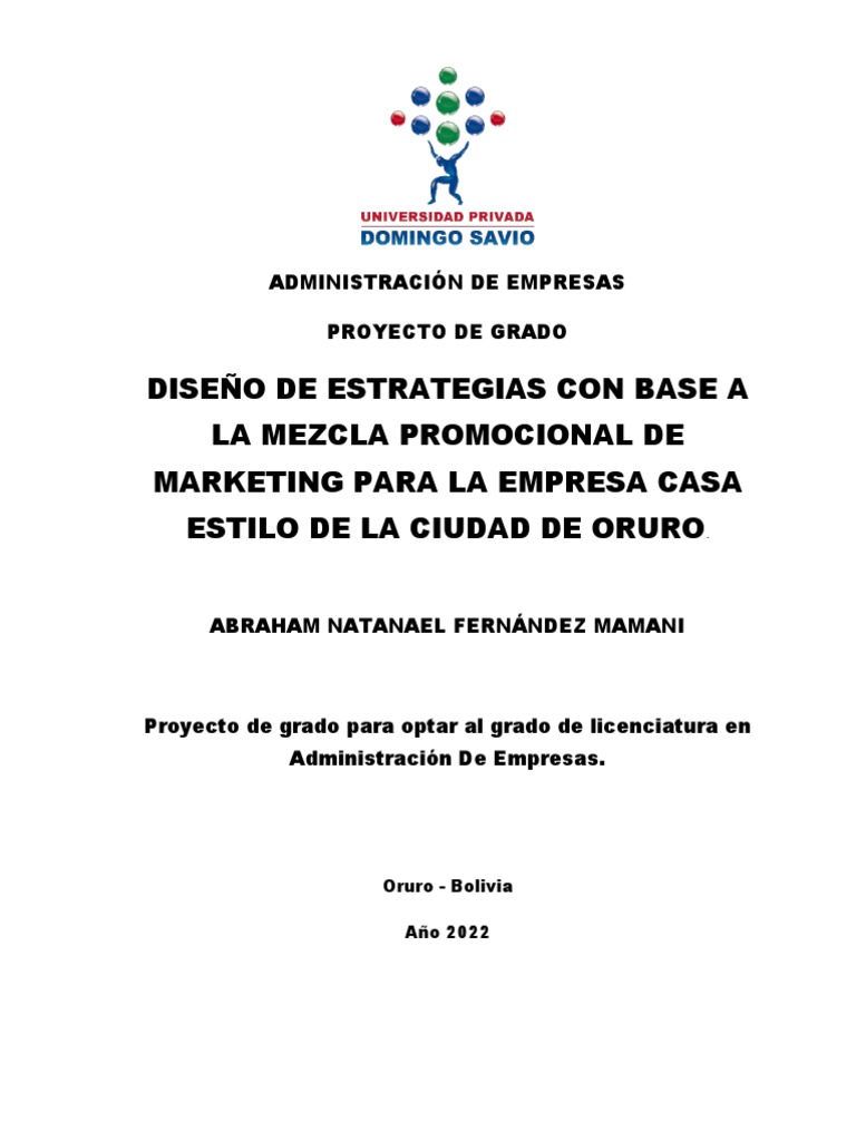 Proyecto de Grado Ejemplo | PDF | Marketing | Business