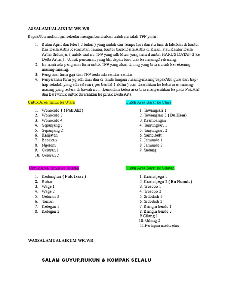 Form Pengisian TPP | PDF