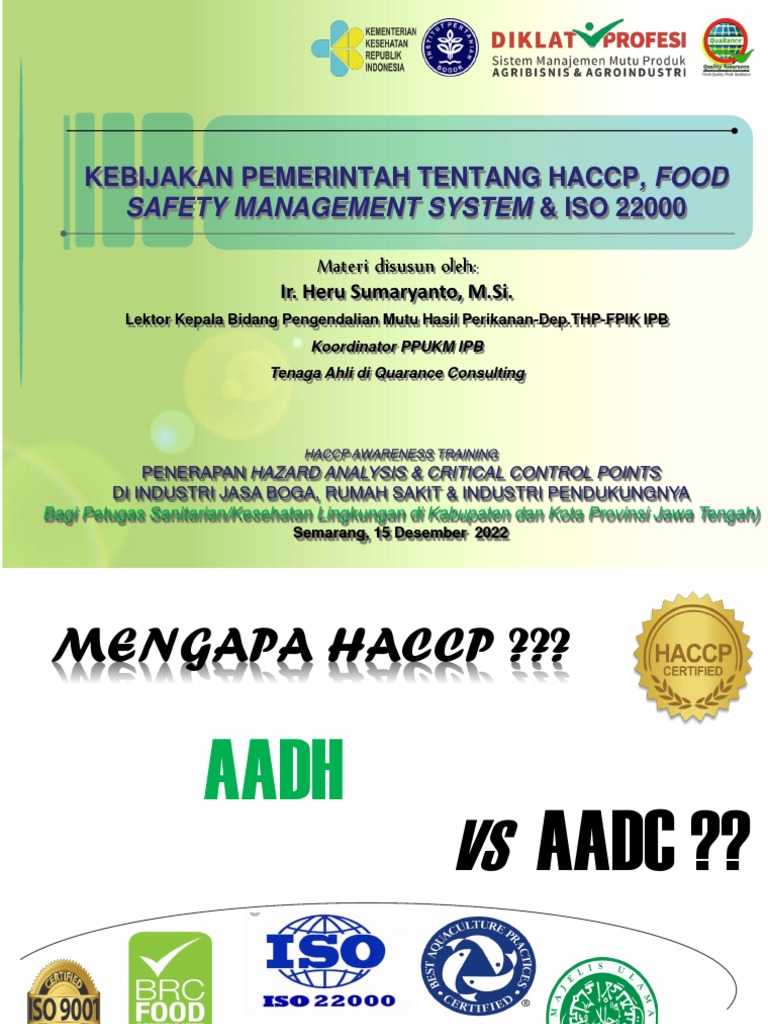 Kebijakan HACCP dan ISO 22000 Pangan | PDF