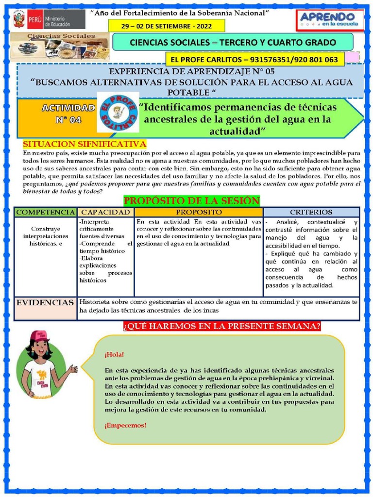 Experiencia de Aprendizaje #05 - Actividad #04 - 1ero y 2do - Sociales - Rural - 00001 | PDF