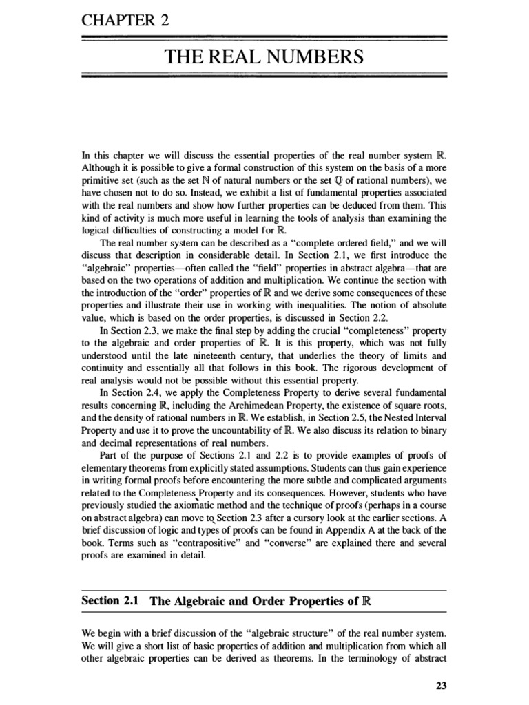 (BartleSh11) The Real Numbers (Chapter 2) | PDF
