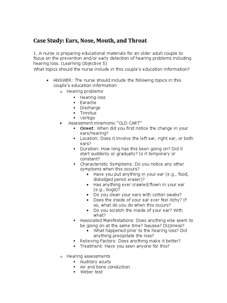 Case Study Ears 12 | PDF | Vertigo | Hearing Loss
