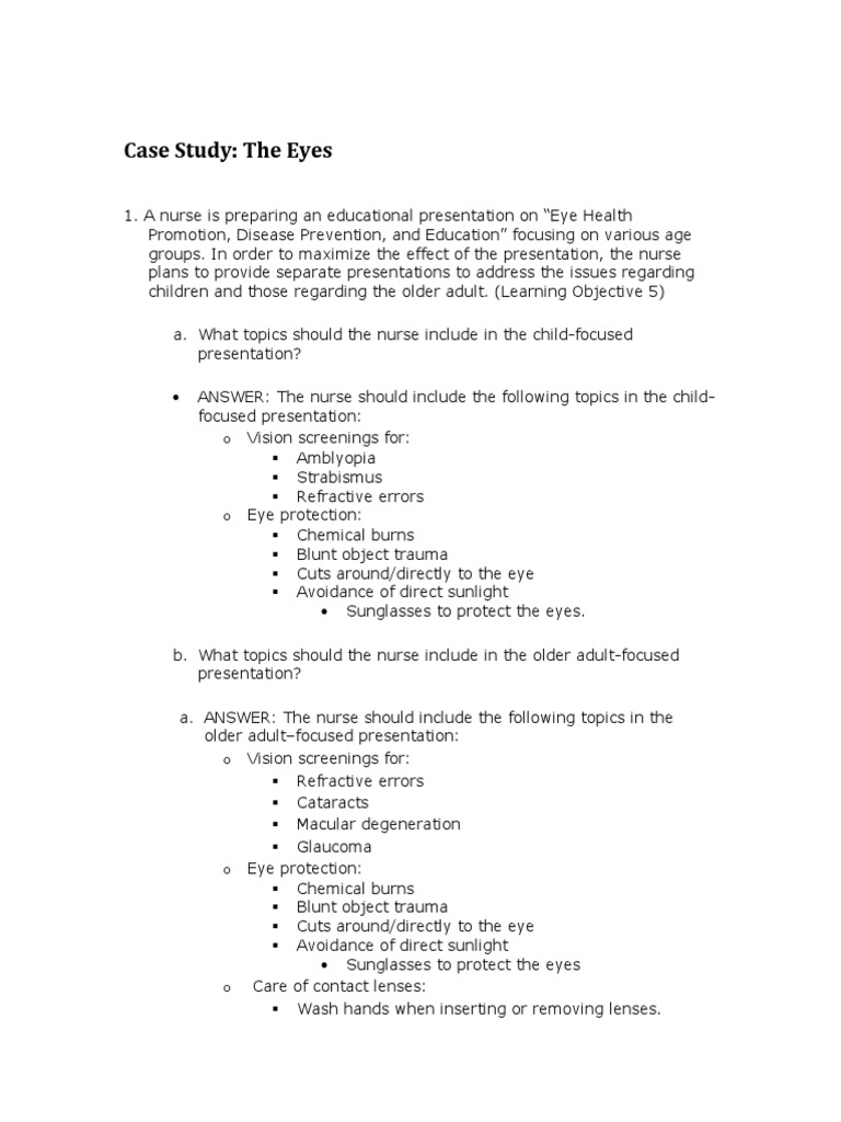 Case Study Eyes 11 | PDF | Senses | Light
