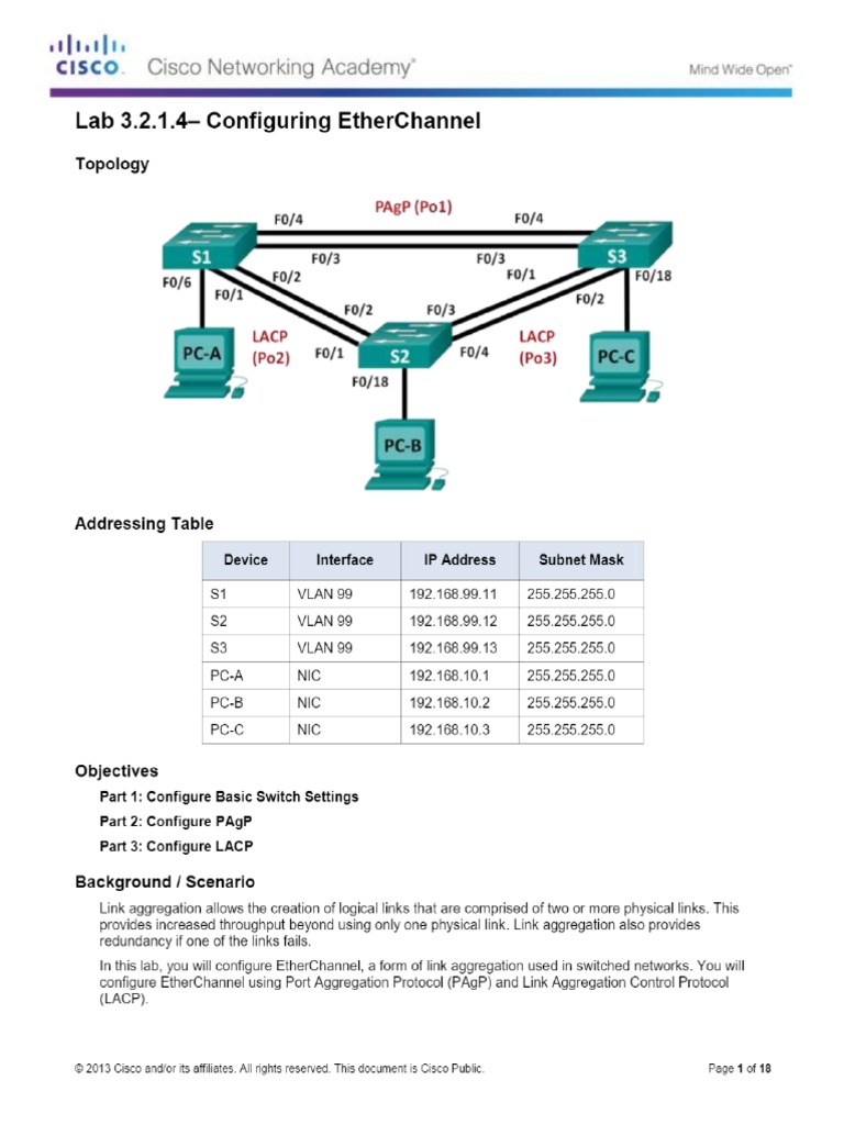 3.2.1.4 Lab - Configuring EtherChannel | PDF