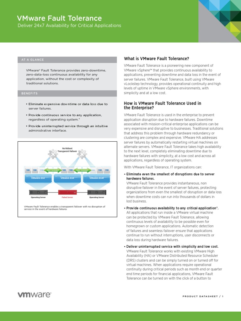VMware Fault Tolerance FT DS en | PDF | V Mware | Fault Tolerance