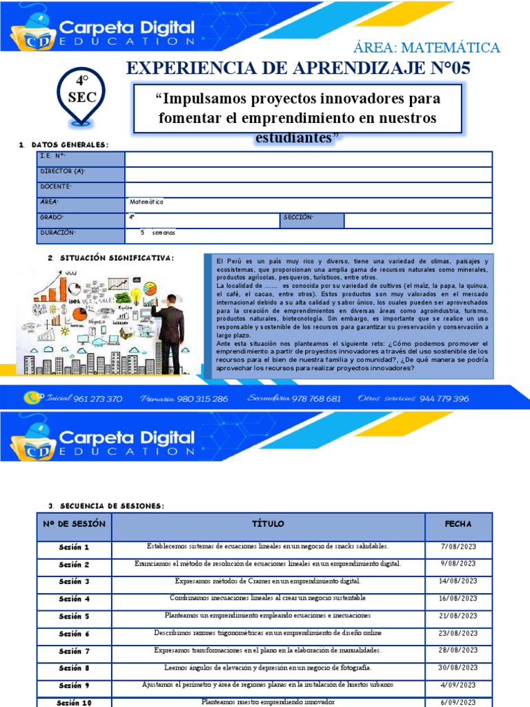 4º Experiencia de Aprendizaje - Exp5.mate | PDF