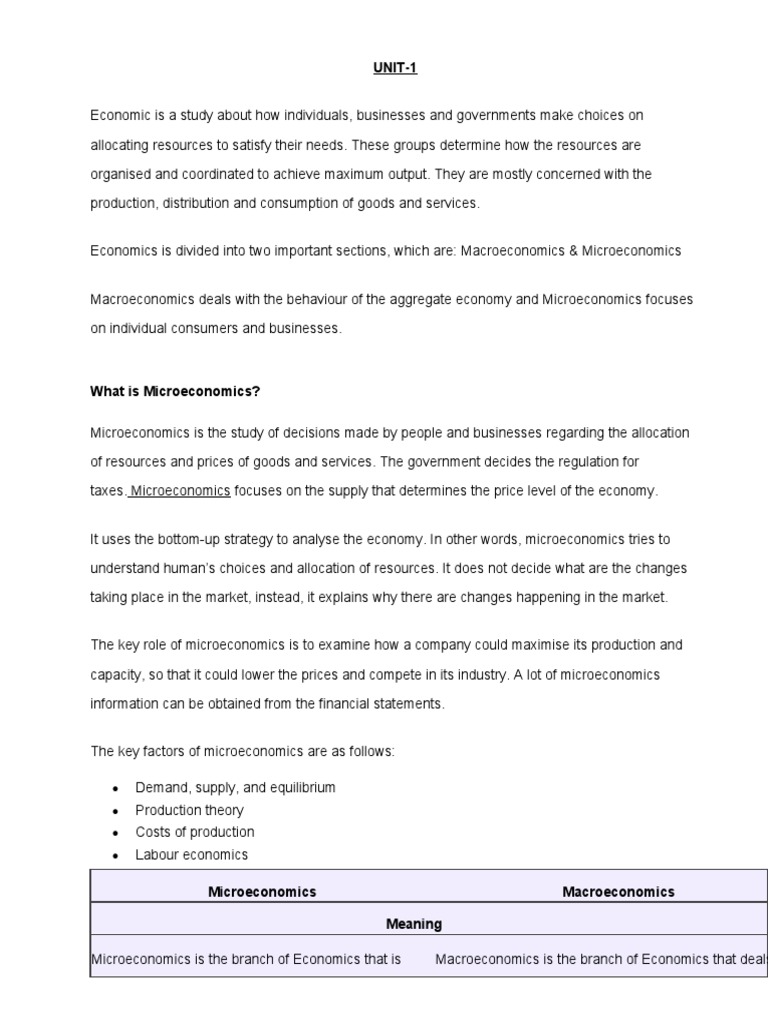 Micro Economics Notes | PDF