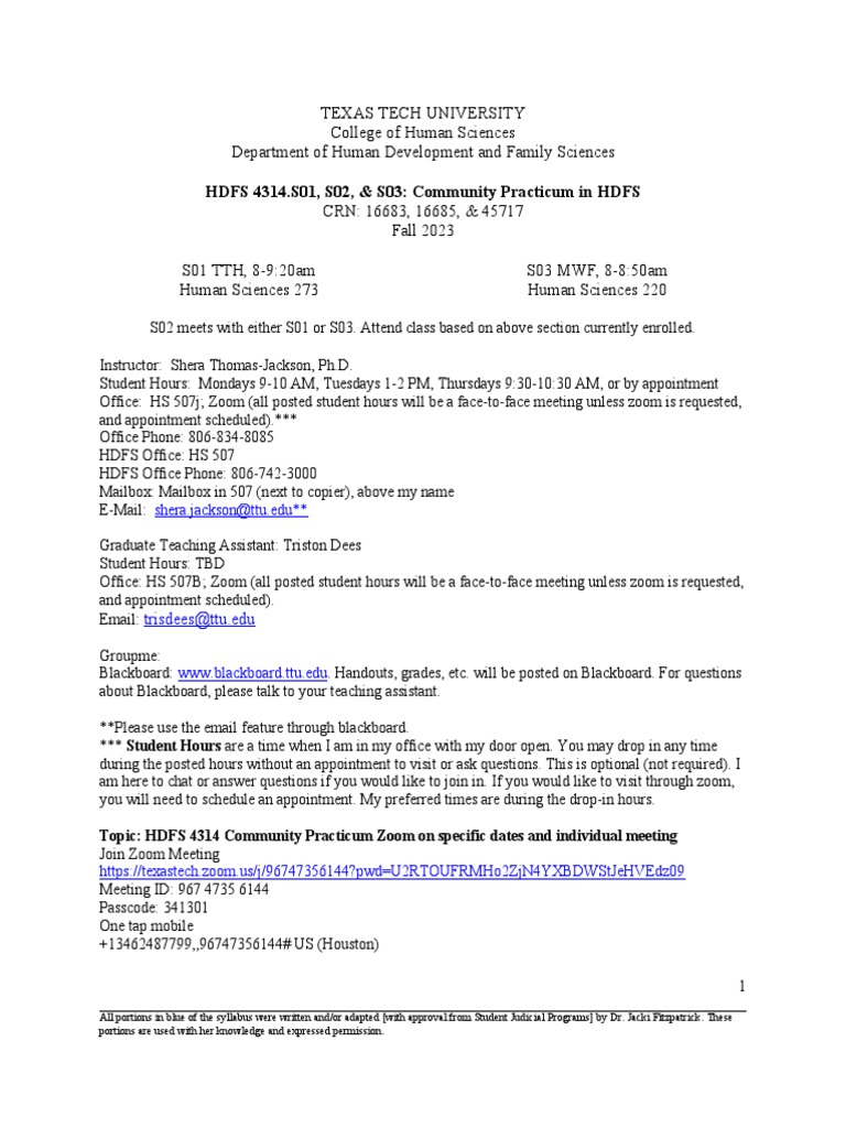 Practicum Syllabus - Fall2023 | PDF