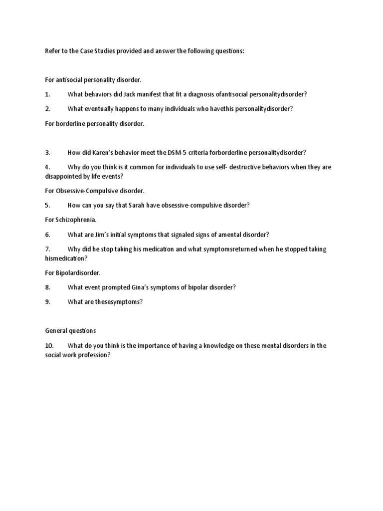 SWRK 80 Long Exam Case Studies | PDF