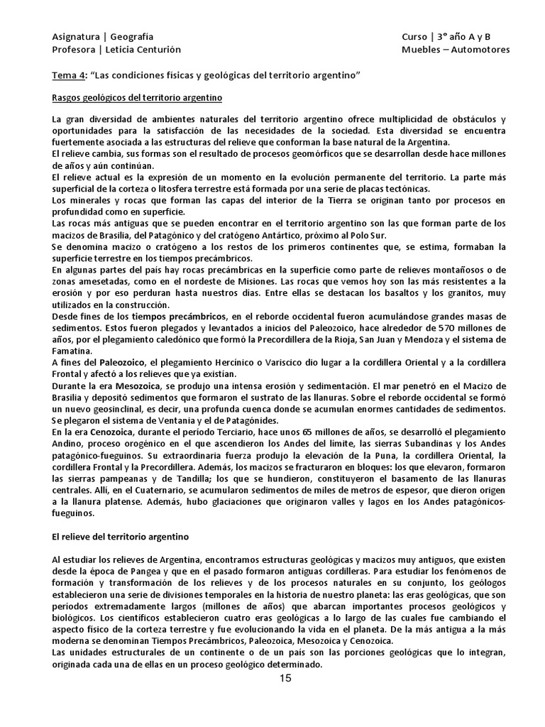 Tema 4. Las Condiciones Físicas y Geológicas Del Territorio Argentino-1 ...