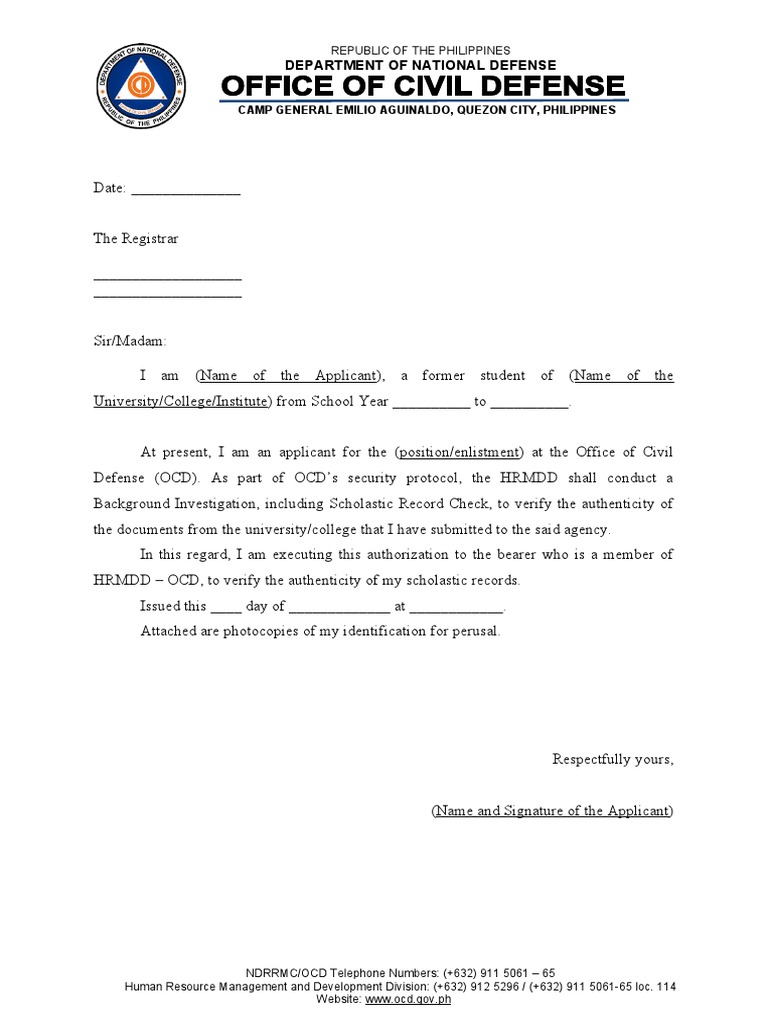 OCD - Authorization For Scholastic Verification | PDF