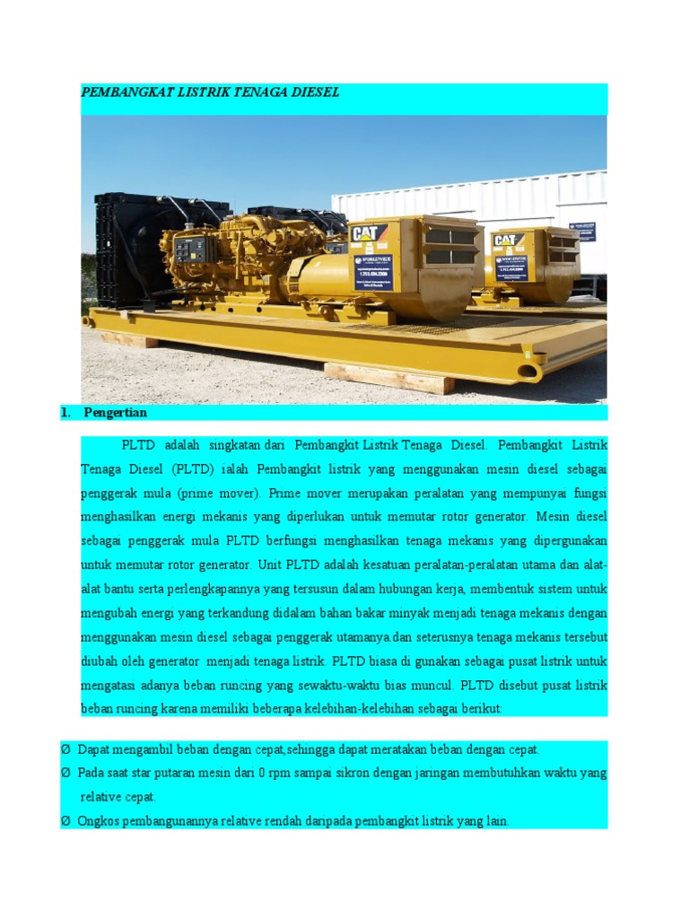 Pembangkat Listrik Tenaga Diesel (PLTD) | PDF | Sains & Matematika ...