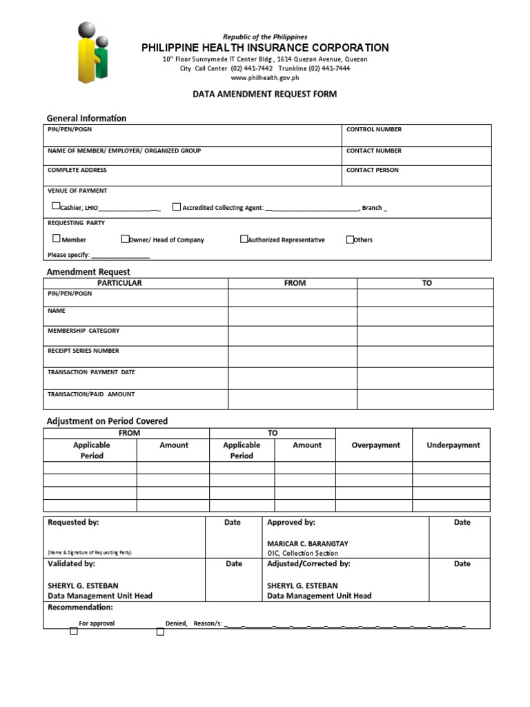 Revised Data Amendment Request Form | PDF