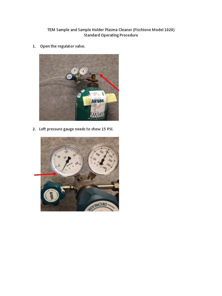 TEM Plasma Cleaner SOP for Fischione 1020 | PDF