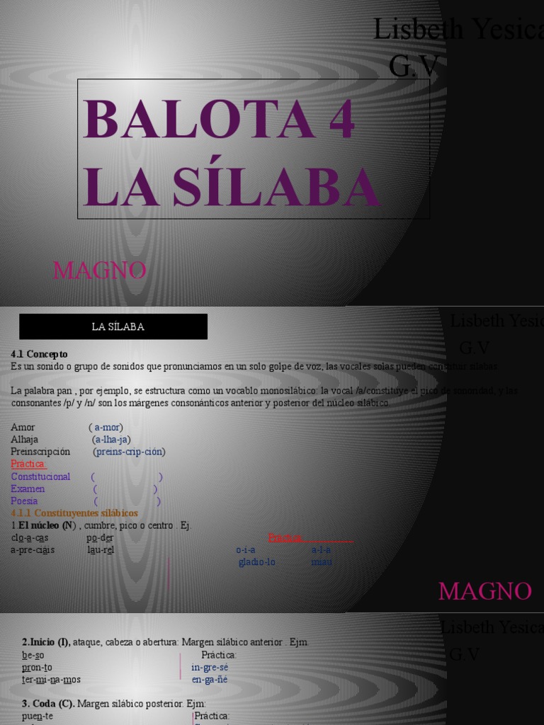 Balota 4 La Silaba | PDF | Sílaba | Vocal