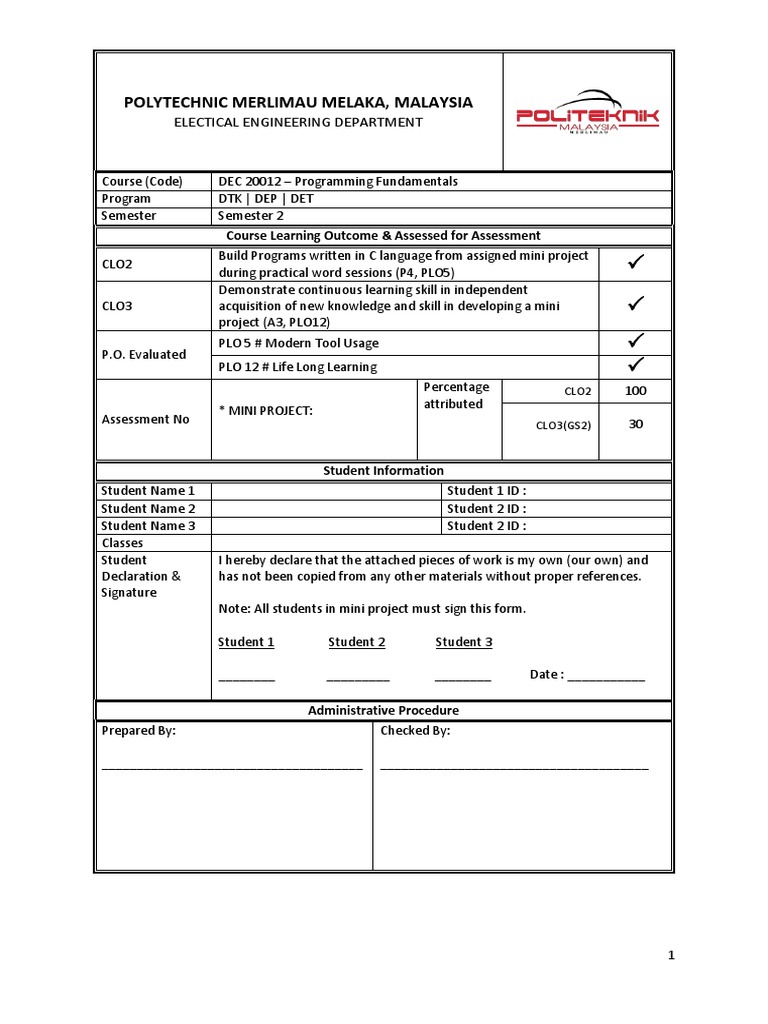 C Programming Mini Project Guidelines | PDF | Computers
