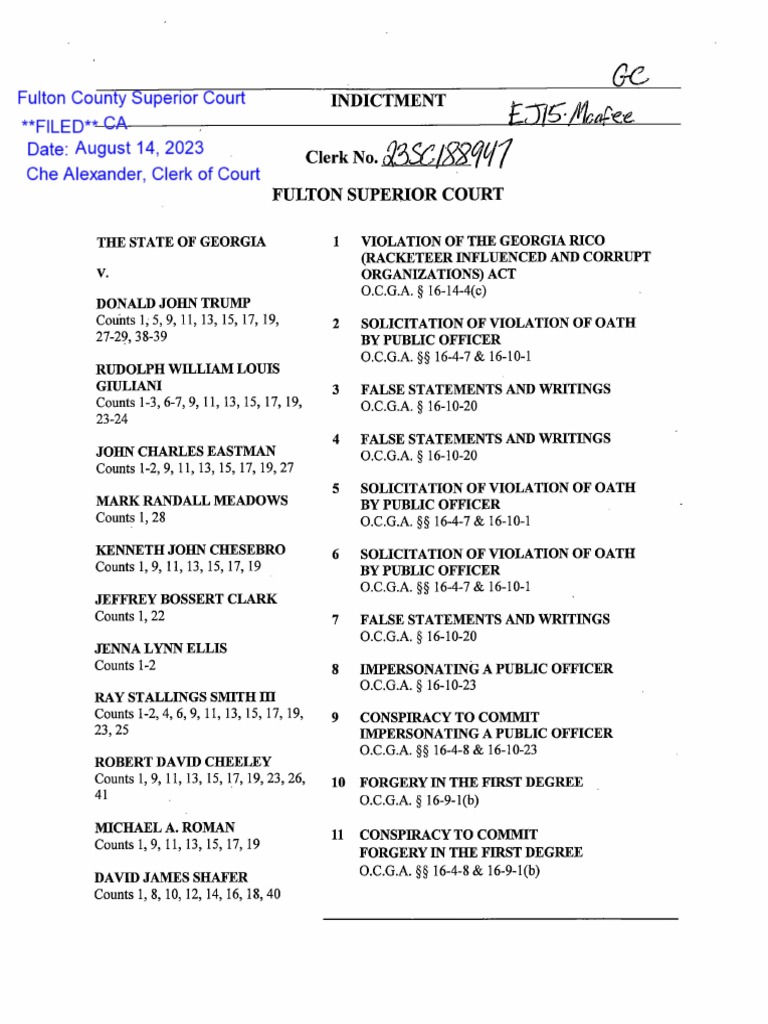 Georgia Grand Jury Indictment of Donald Trump and Allies | PDF ...