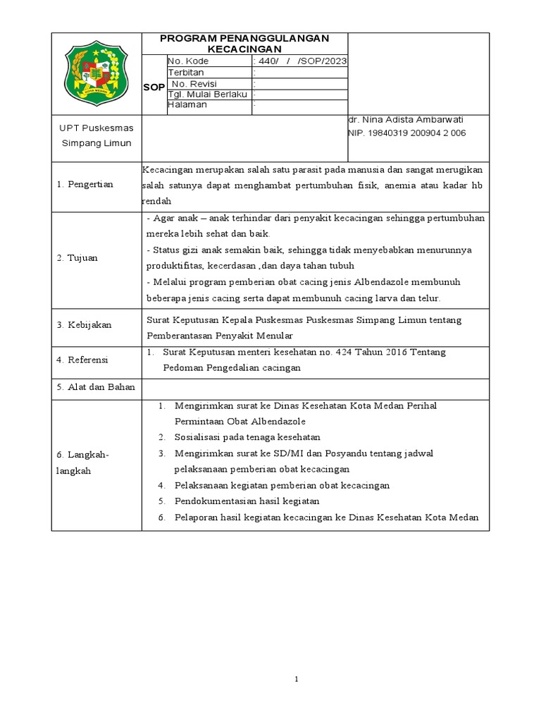 Sop Kecacingan | PDF