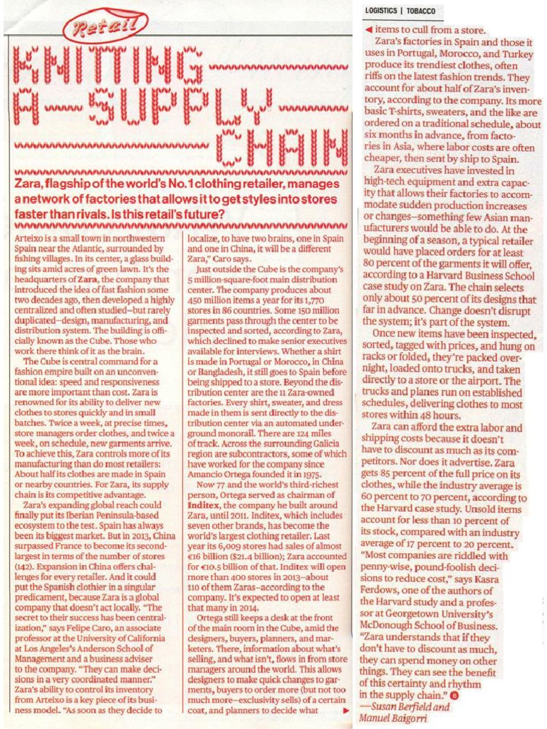 Zara Knitting A Supply Chain | PDF