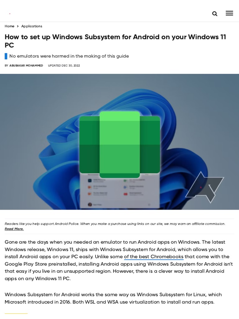 How To Set Up Windows Subsystem For Android On Your Windows 11 PC | PDF ...