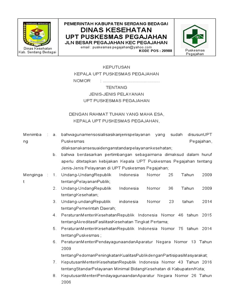 SK Akreditasi Jenis2 Pelayanan | PDF