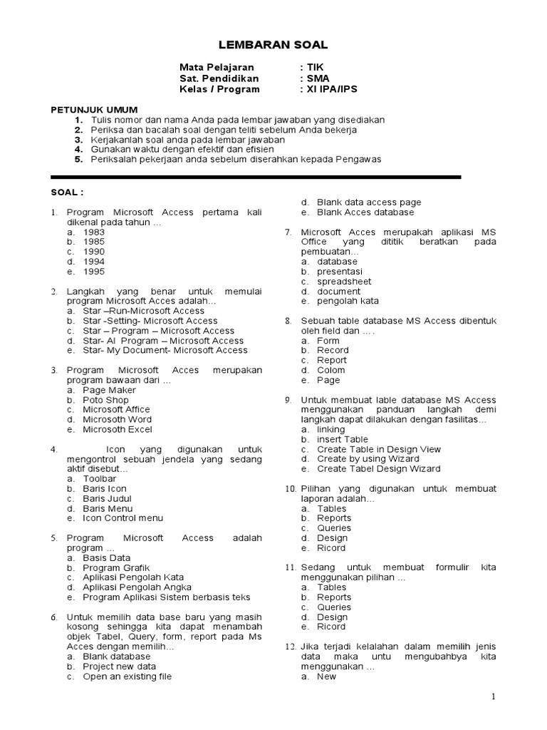 Soal Tik Xi - 9 | PDF