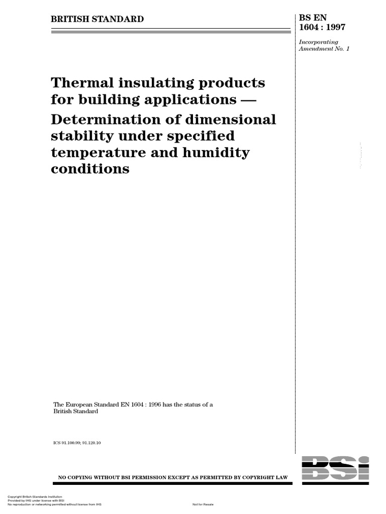 BS EN - 1604 - 1997 Amd 9743 - 1997 | PDF