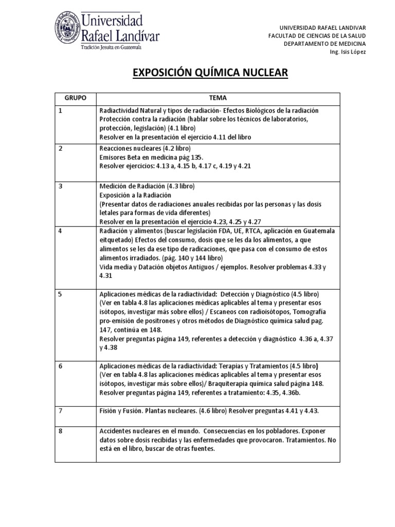 Exposición sobre Química Nuclear en Salud | PDF | Relaciones personales ...