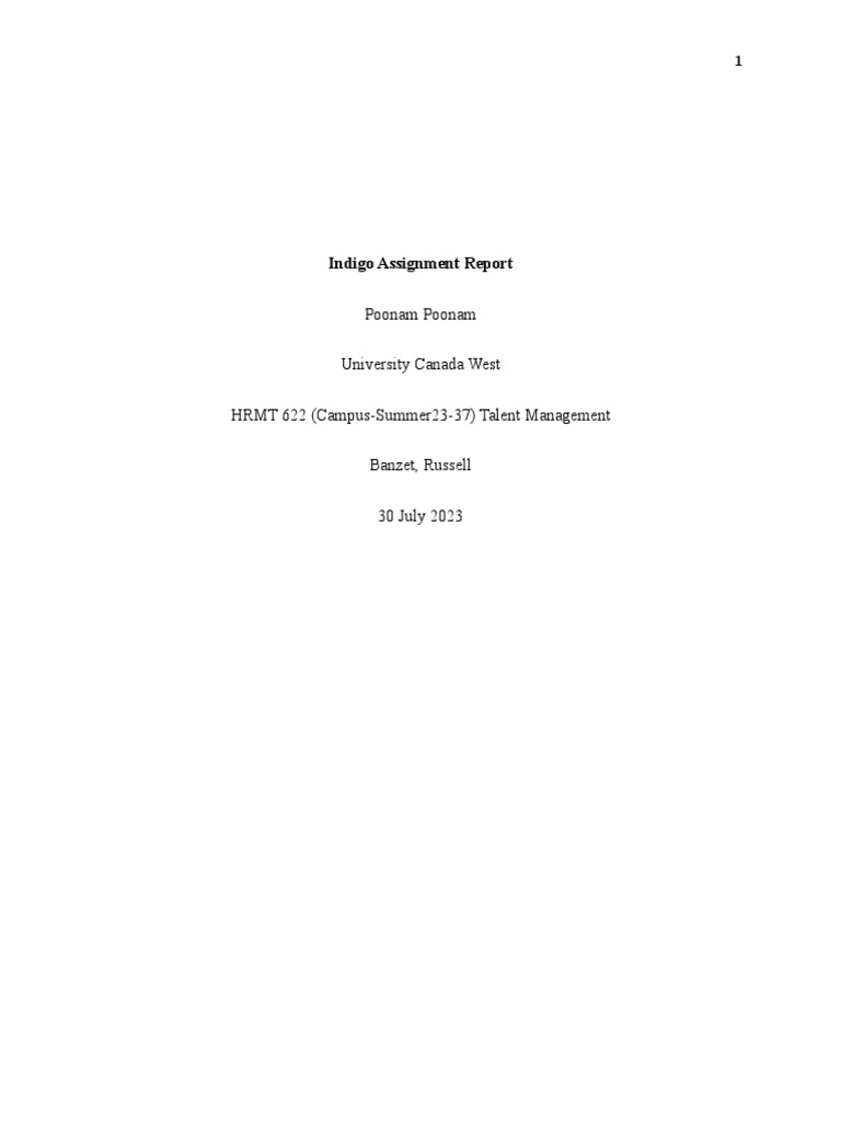 Final Indigo Assessment | PDF | Thought | Motivation