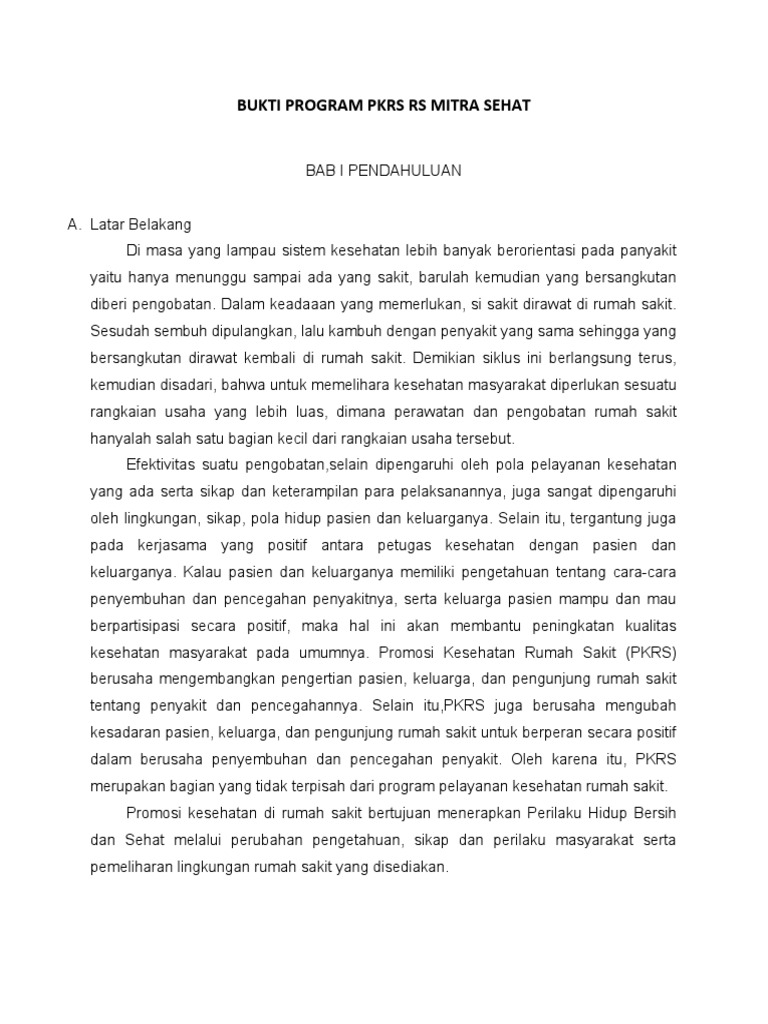 Bukti Program PKRS RS Mitra Sehat | PDF