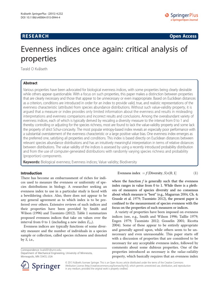 Evenness Indices Once Again | PDF