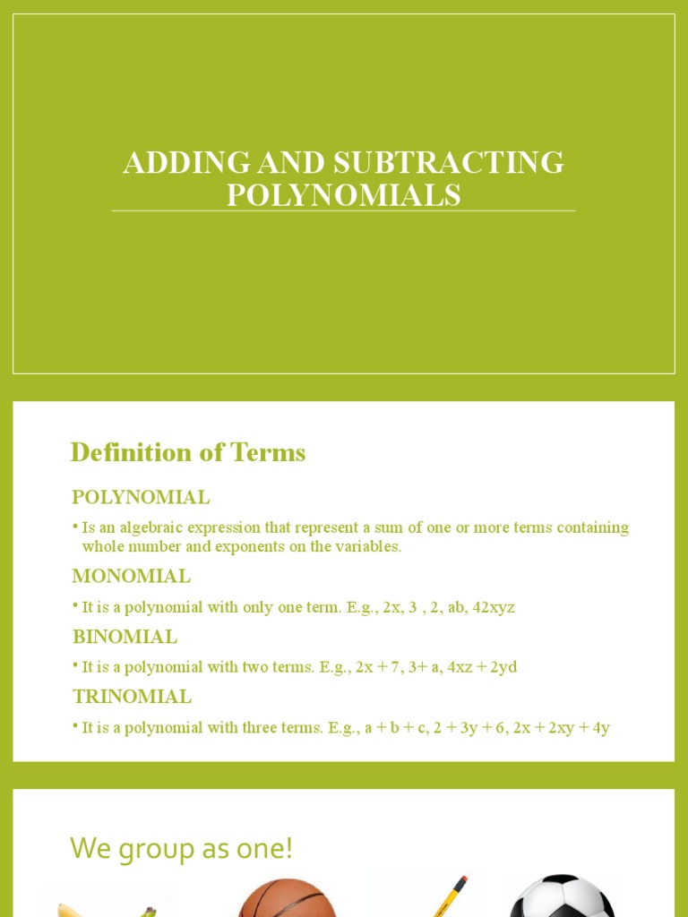 Adding and Subtracting Polynomials | PDF | Language Arts & Discipline | Teaching Methods & Materials