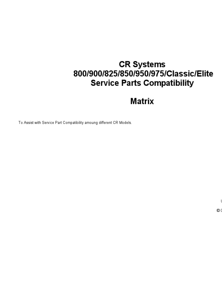 CR Systems Service Parts Compatibility | PDF | Electrical Equipment ...