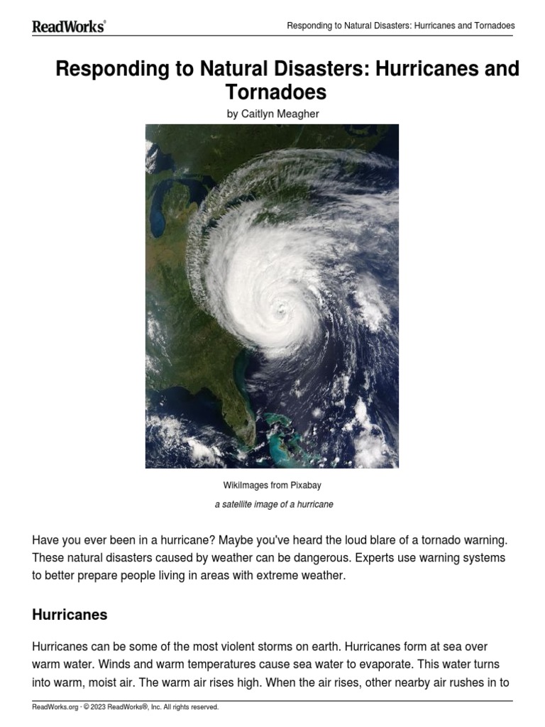 Responding To Natural Disasters: Hurricanes and Tornadoes | PDF