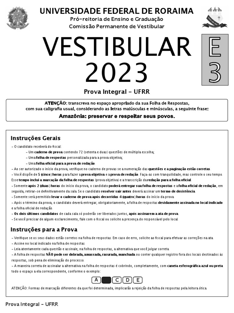 Vestibular 2023 - E3-PI | PDF