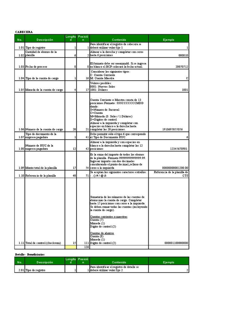 Estructura Pagos Masivos BCP | PDF