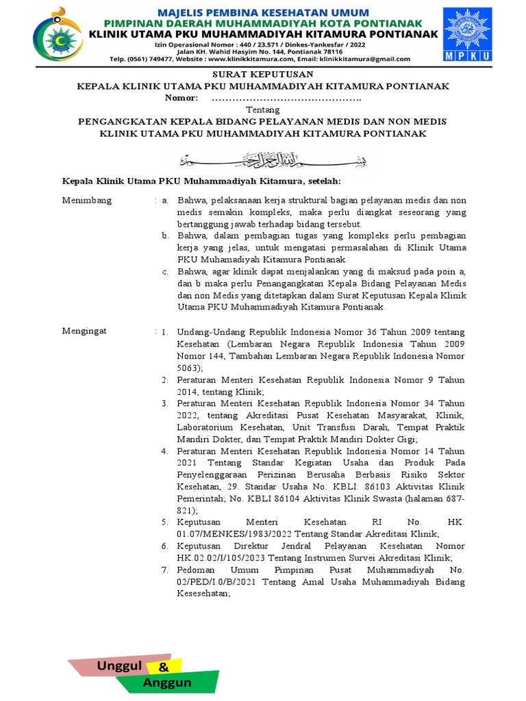 003 Surat Keputusan Pengangkatan Kepala Bidang | PDF