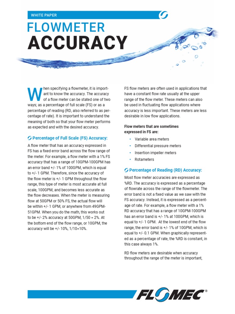 White Paper Flowmeter Accuracy | Download Free PDF | Flow Measurement | Accuracy And Precision