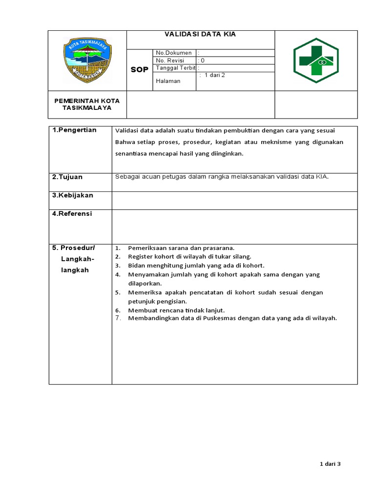SOP validasi data kia gilang | PDF