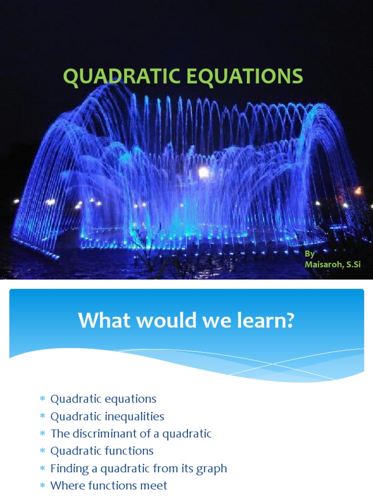 Math Quadratic Equations Pdf Quadratic Equation Factorization