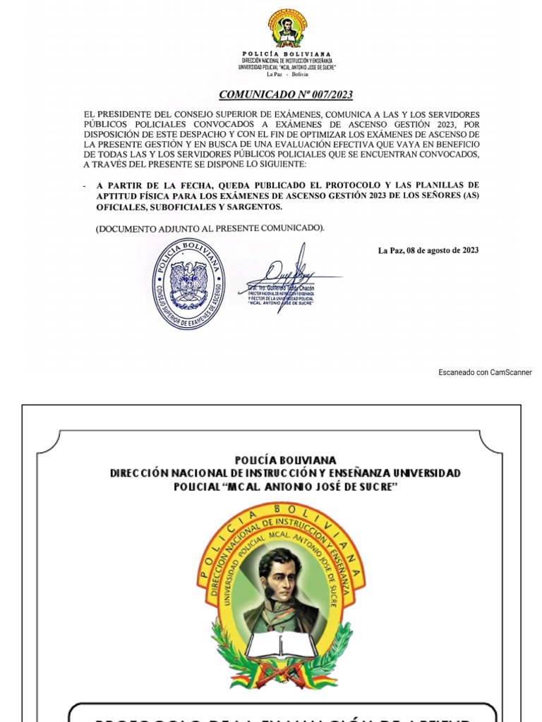 Protocolo y Planillas de Aptitud Fisica Exa Asc 2023 | PDF