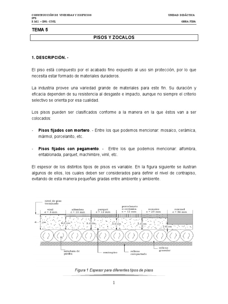 Tema 5 Pisos y Zocalos | PDF | Cerámica | Cemento