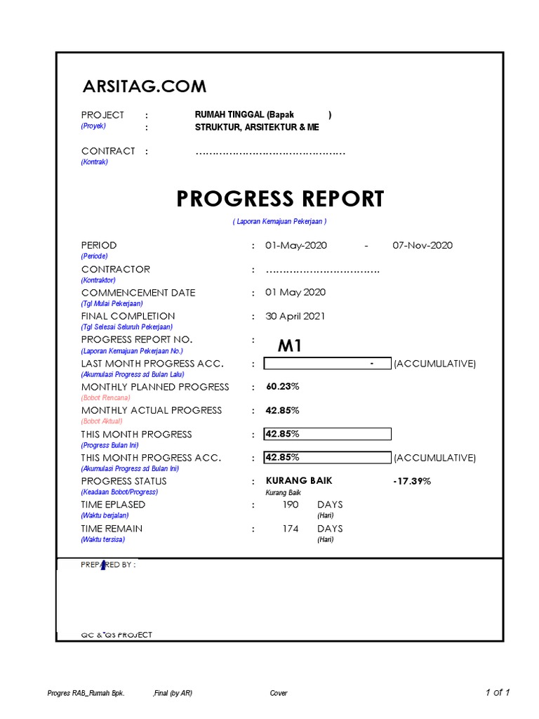 Contoh Laporan - Progress Rumah | PDF