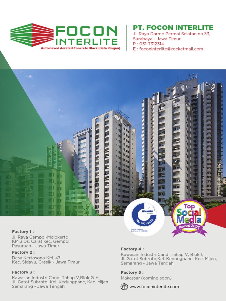 Kualitas dan Spesifikasi Bata Ringan Focon | PDF
