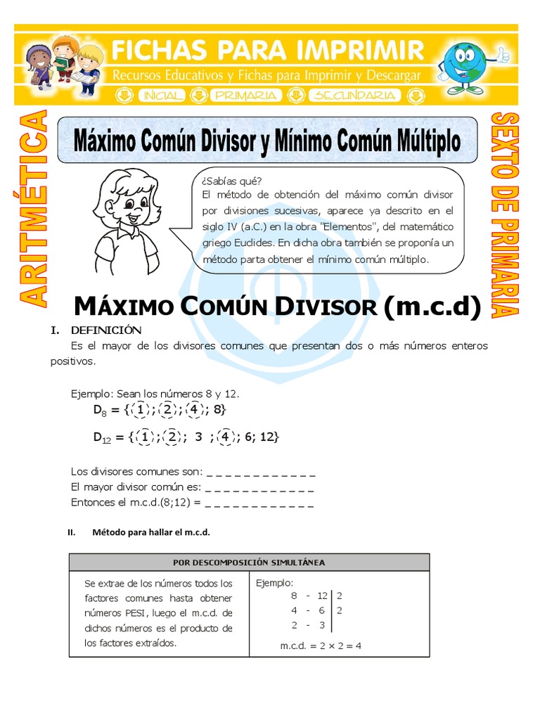 PR 06 Máximo Común Divisor y Mínimo Común Múltiplo | PDF