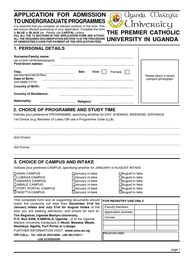 UMU - Undergraduate - Application - Form NEW | PDF