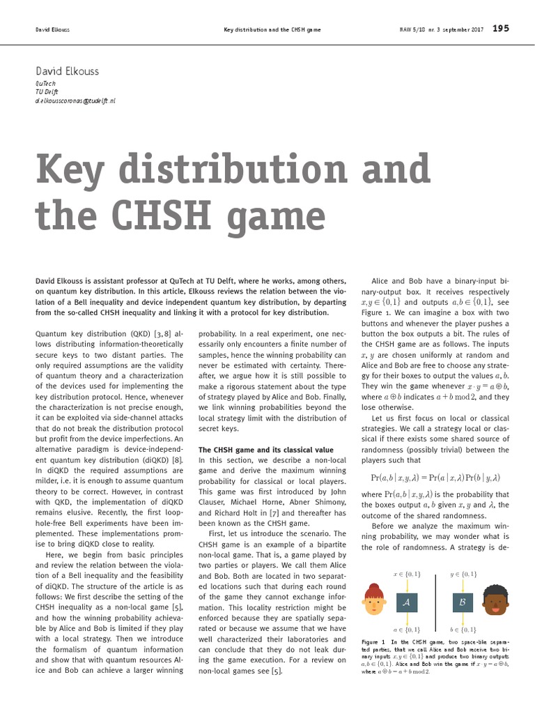 elkous2017_Key distribution and the CHSH game | PDF