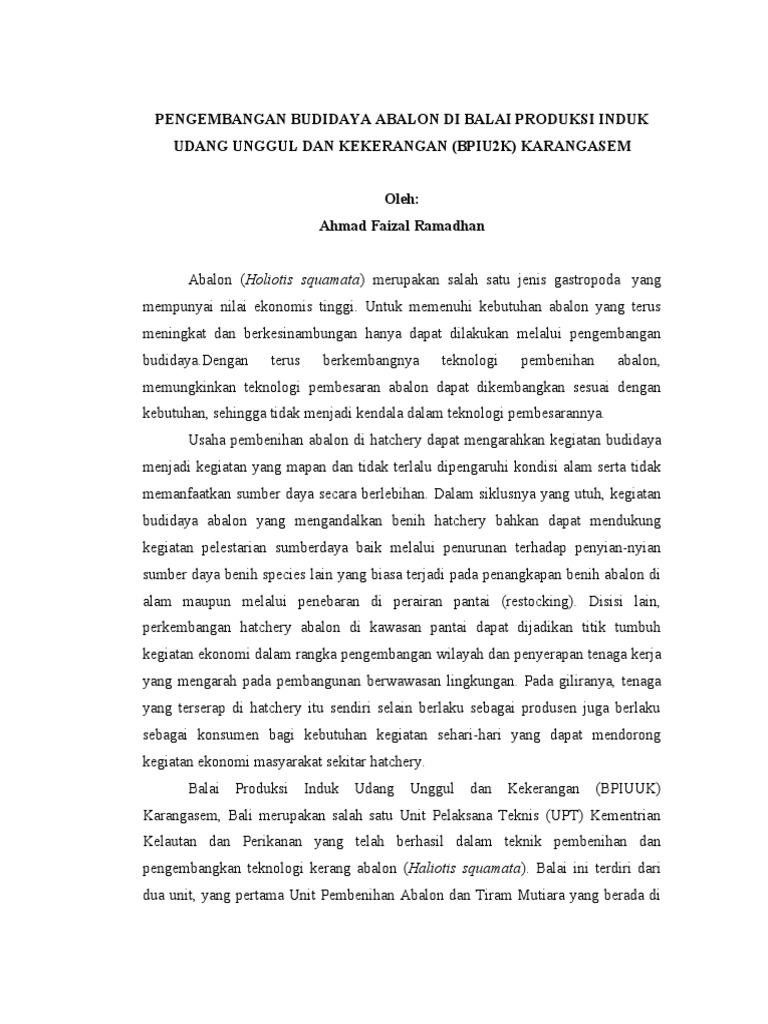 Budidaya Abalon di Karangasem | PDF